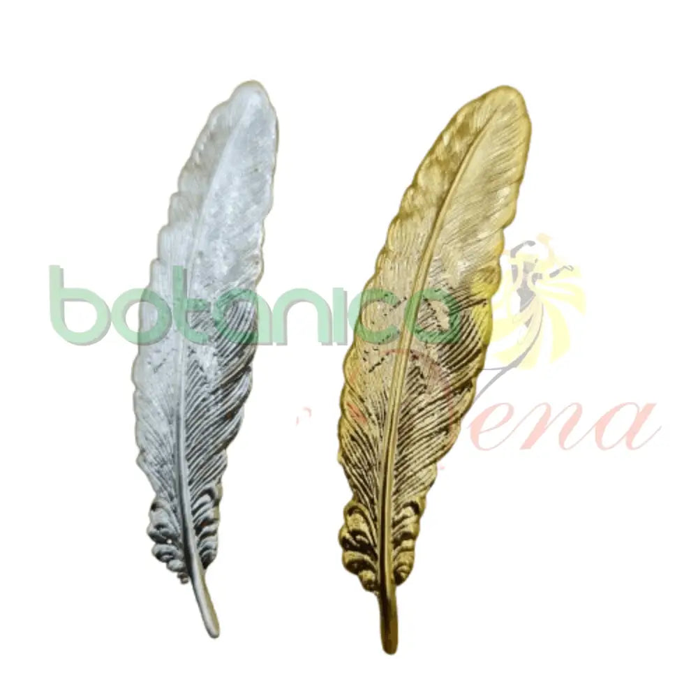 Pluma de metal dorada o plateada pequeña – Botanica Nena