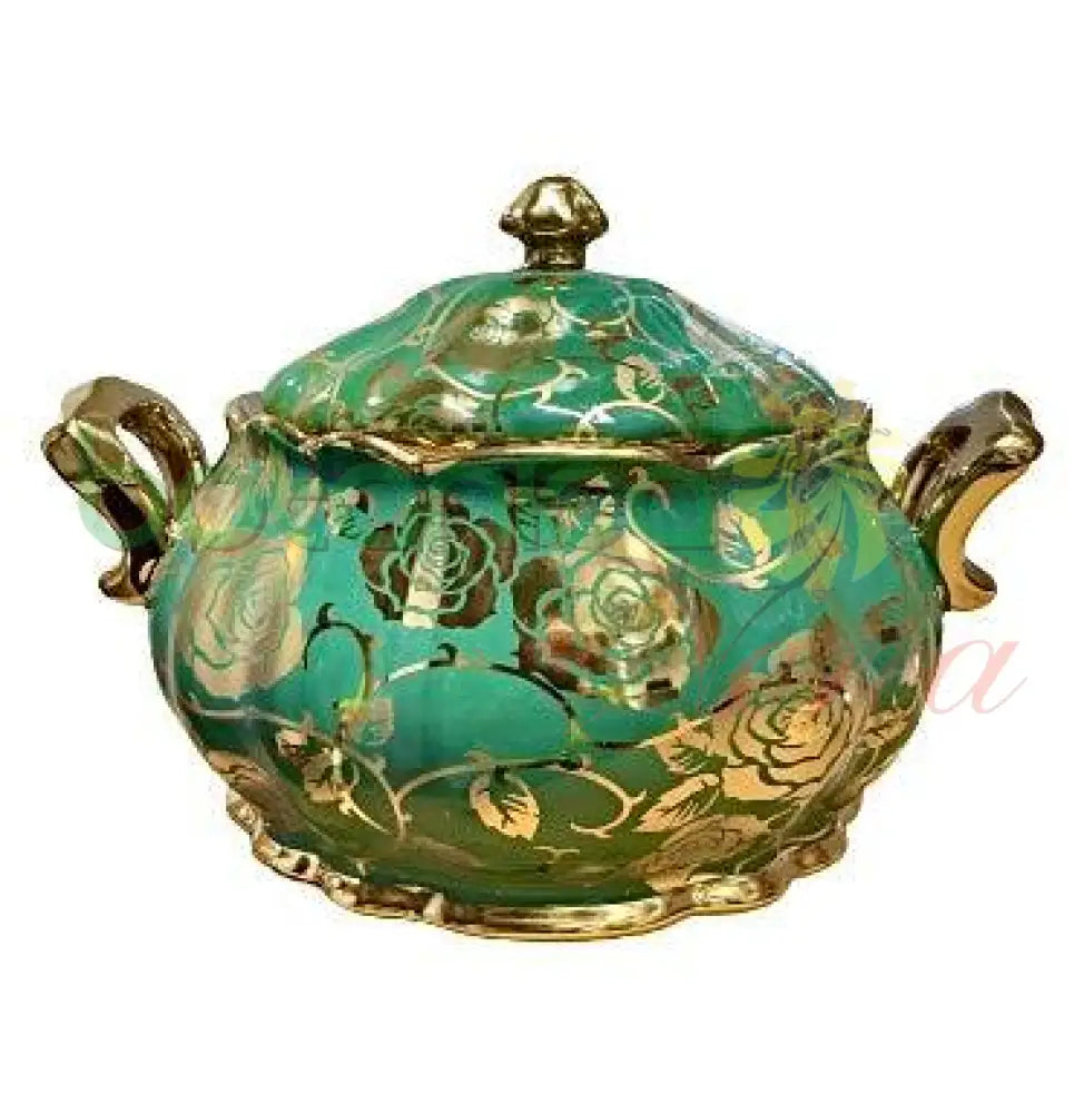 Sopera Orula / Inle – verde Porcelain Tureen with dorado Accents ...